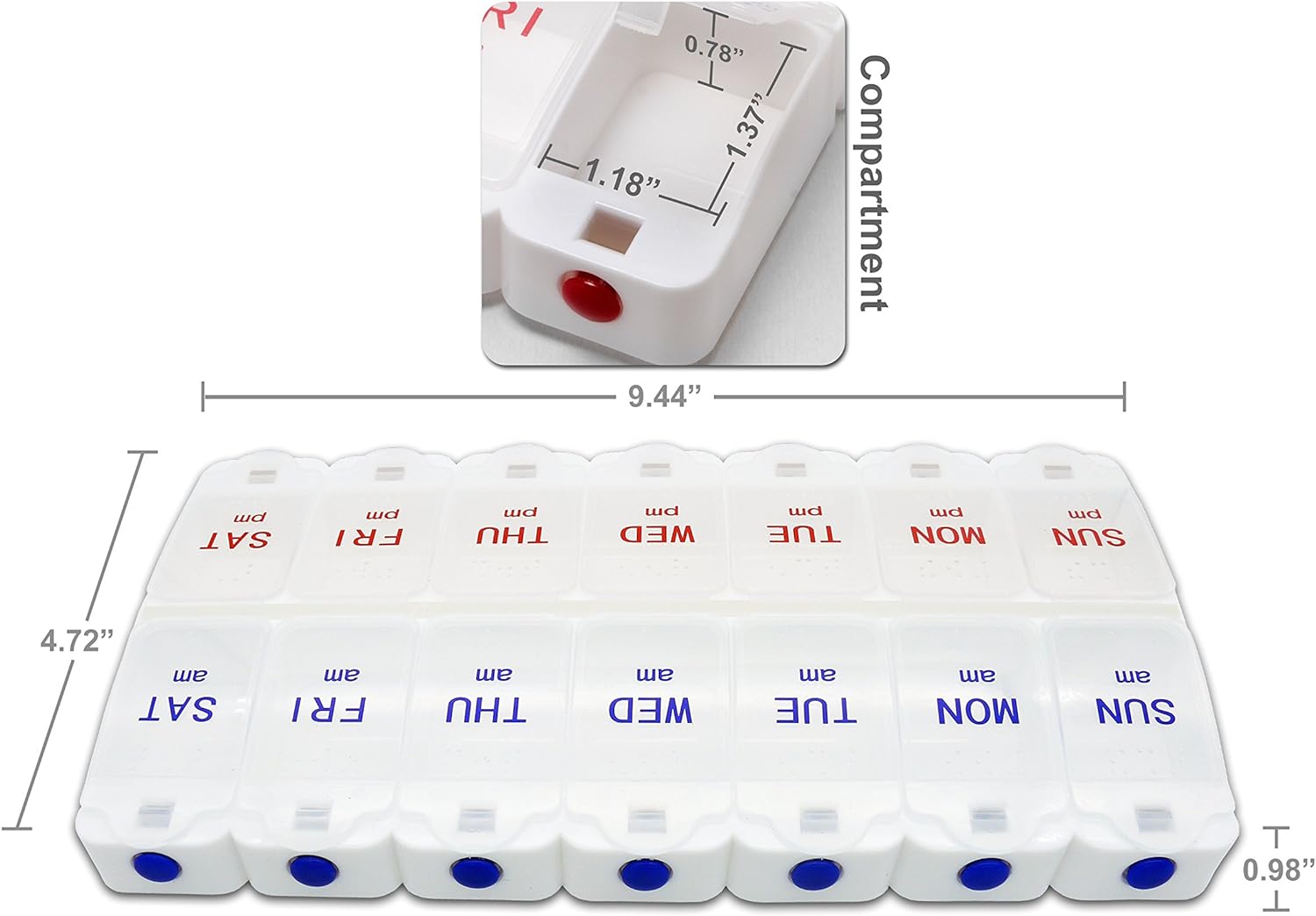 Via Trading | New Overstock Manifested 7 day push button pill organizer
