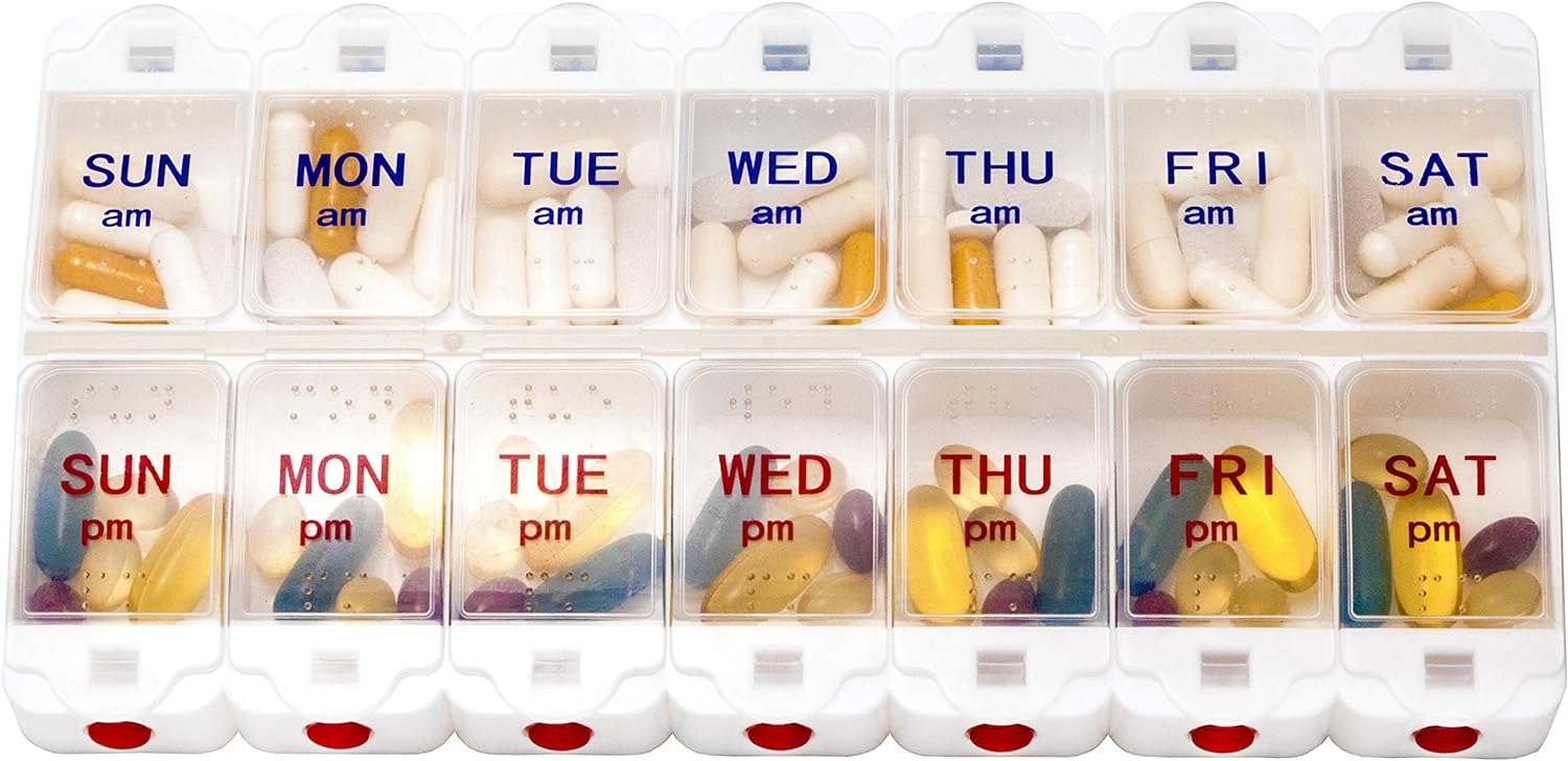 Via Trading | New Overstock Manifested 7 day push button pill organizer