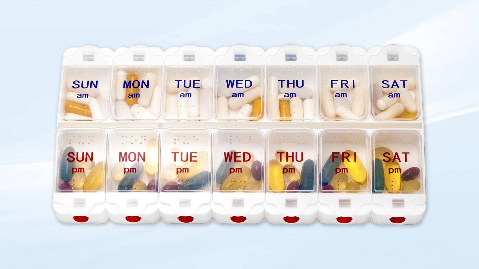 Via Trading | New Overstock Manifested 7 day push button pill organizer