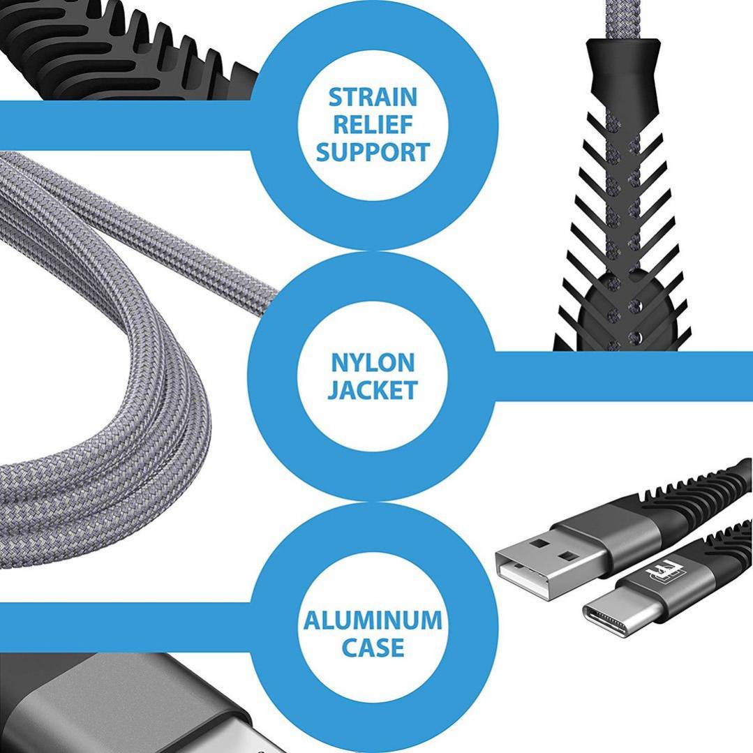 Via Trading | Cases of 4-Pack Beam Electronincs 6.6ft Nylon Braided USB ...